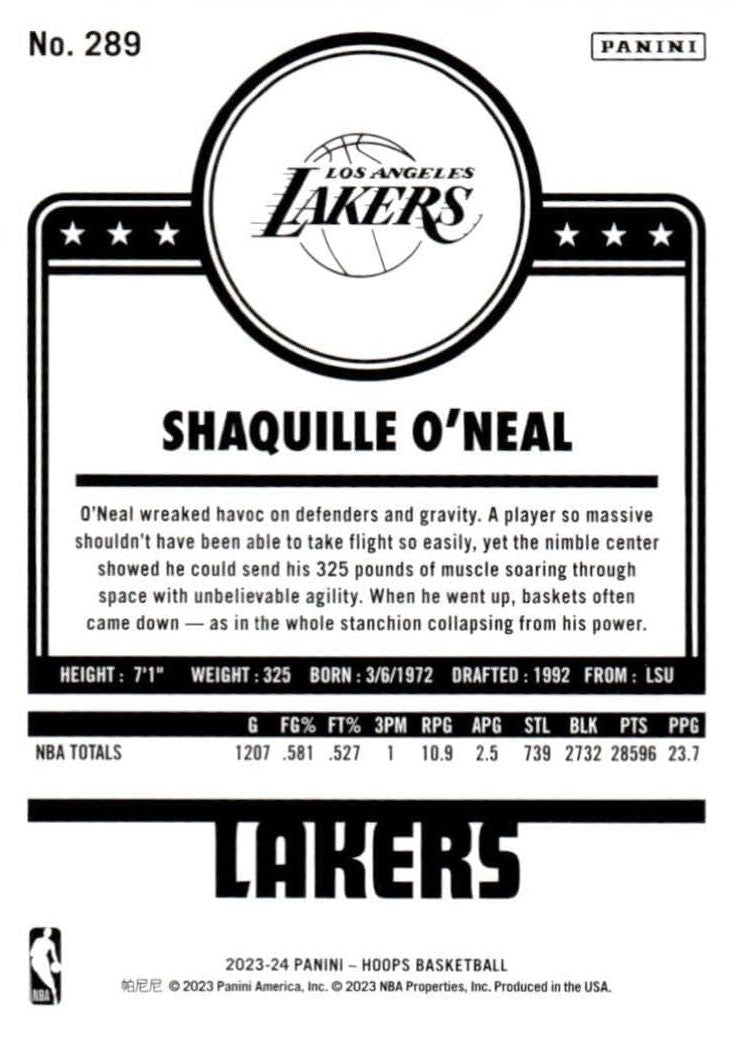 Shaquille O'Neal 2023 2024 Hoops Series Hyper Blue Version Mint Tribut ...