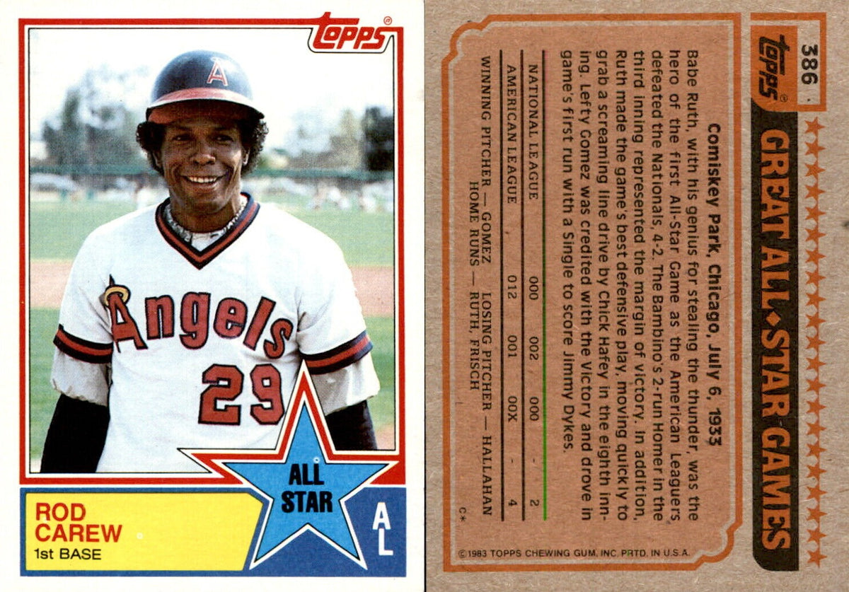 Rod Carew 1983 Topps All Star Series Mint Card #386 | The Strictly Mint ...