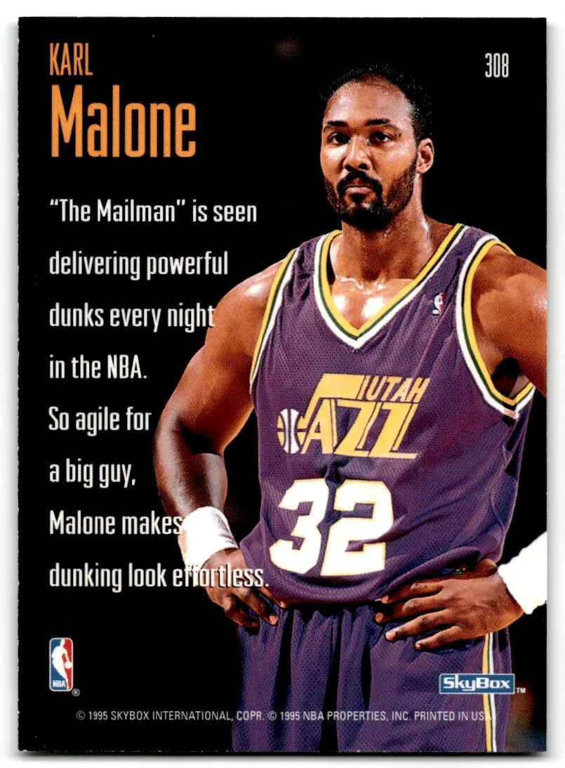 Karl Malone 1995 1996 SkyBox Slams Series Mint Card #308 | The Strictly ...