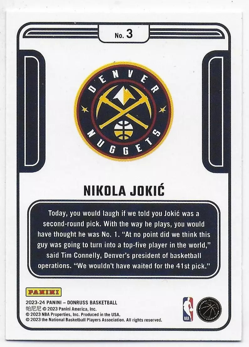 Nikola Jokic 2023 2024 Panini Donruss Complete Players Series Mint Car ...