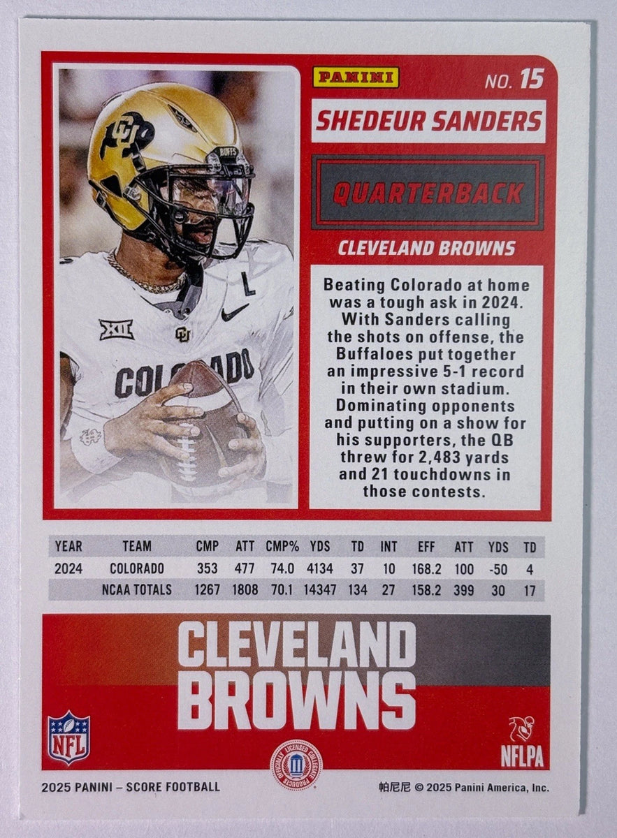 Shedeur Sanders 2025 Score Green Mint Rookie Card #15 | The Strictly ...