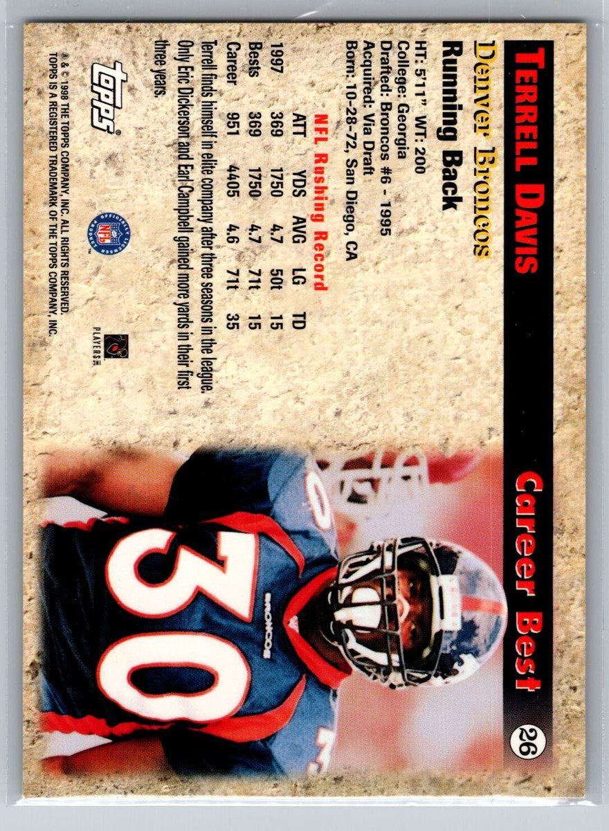 Terrell Davis 1998 Topps Season's Best Power and Speed Series Mint Car ...