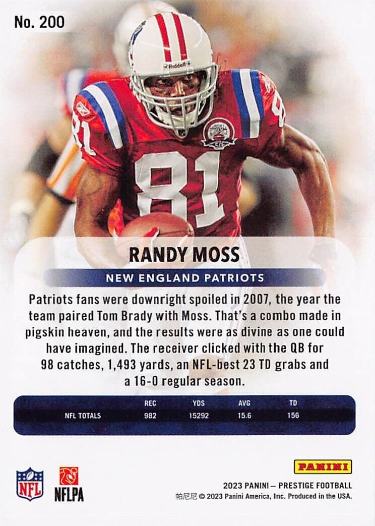 Randy Moss 2023 Panini Prestige Series Mint Card #200 | The Strictly ...
