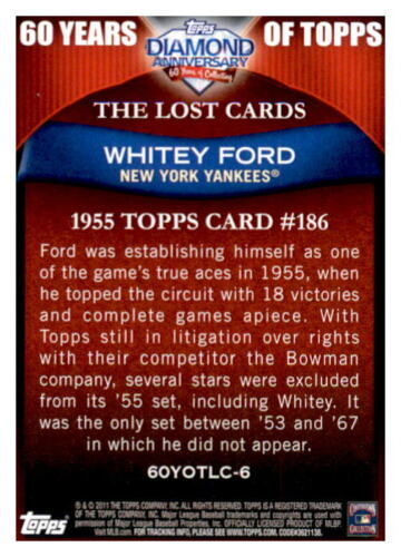 Whitey Ford 2011 Topps 60 Years Of Topps Series Card #60YOTLC-6 | The ...