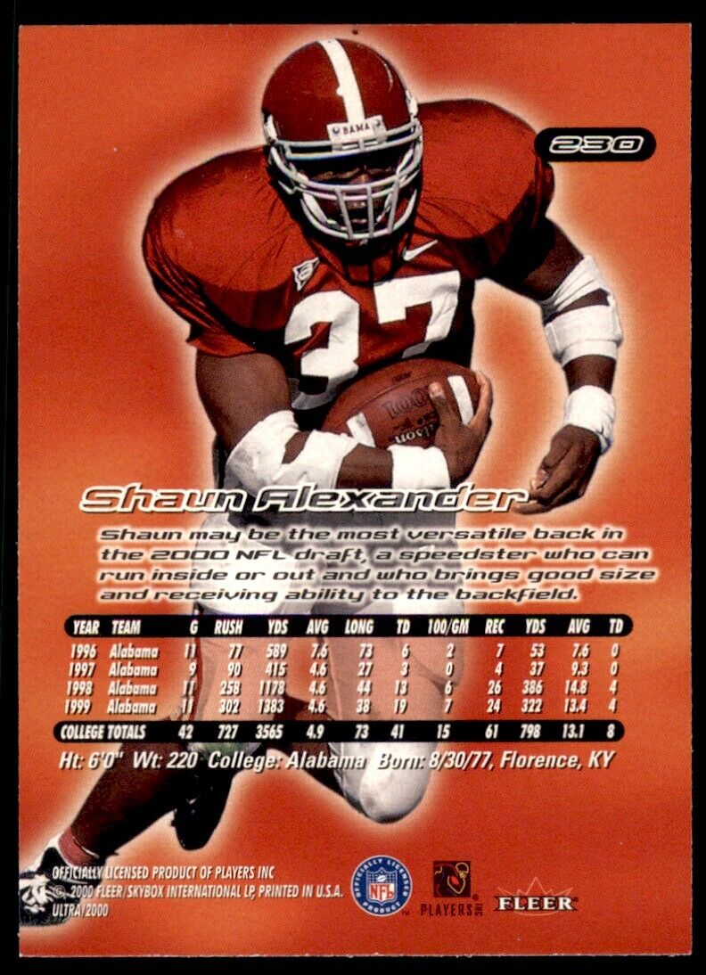 Shaun Alexander 2000 Ultra Series Mint Rookie Card #230 | The Strictly ...