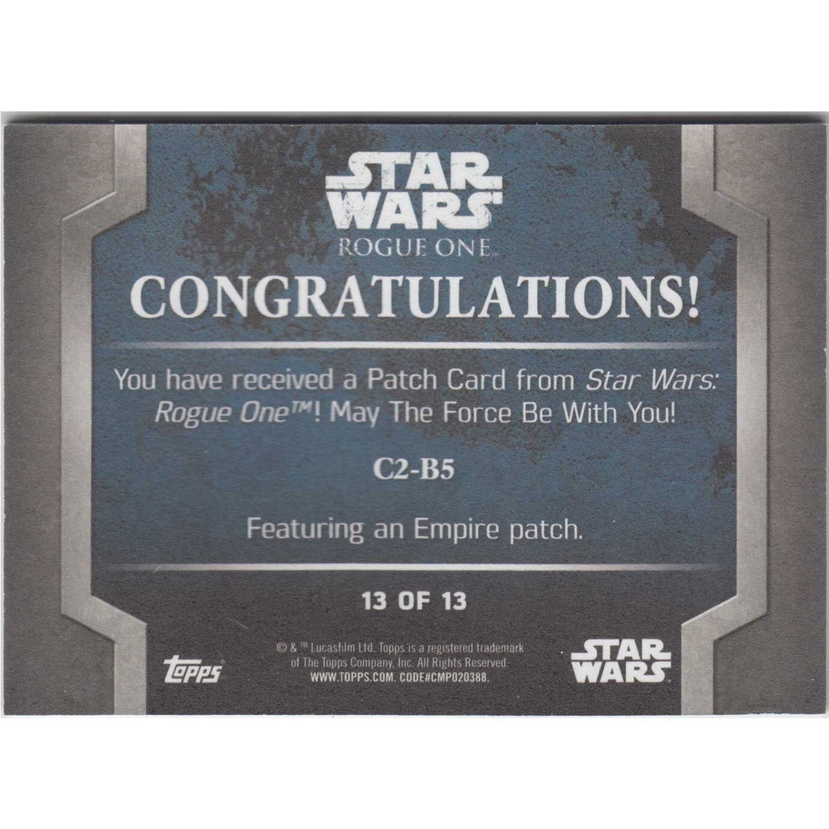 C2-B5 Rogue One Mission Briefing Squad Patch Card #13 | The Strictly ...