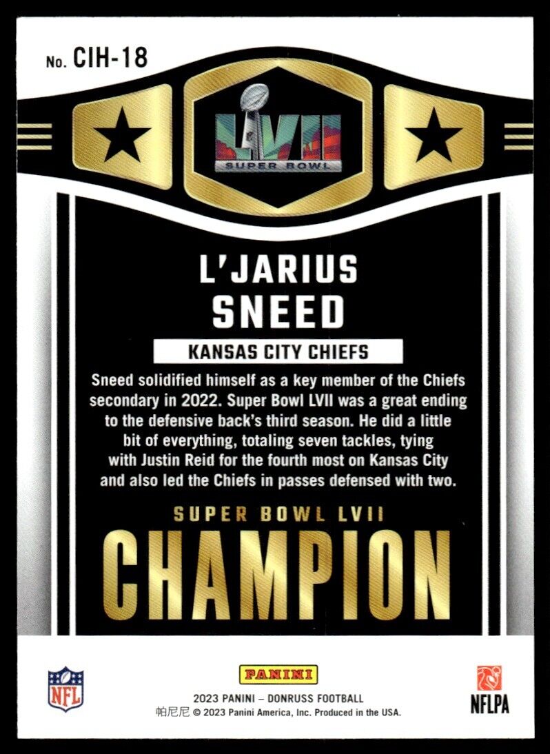 L'Jarius Sneed 2023 Donruss Champ is Here Series Mint Card #CIH-18 ...
