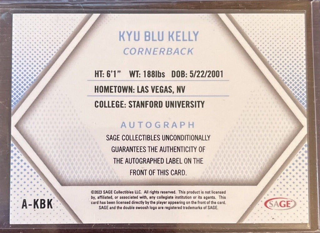 Kyu Blu Kelly 2023 Sage Red Autograph Card #A-KBK | The Strictly Mint ...