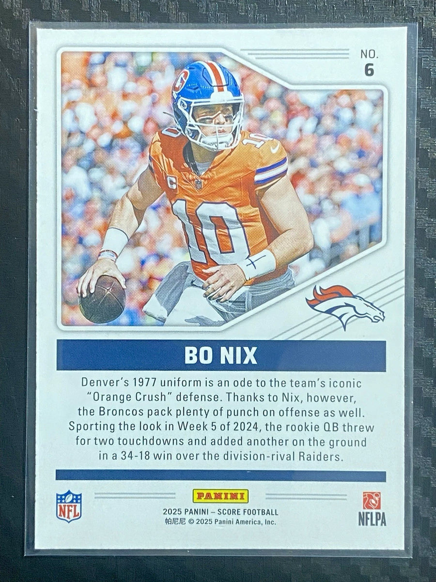 Bo Nix 2025 Score Throw Backs Series Mint Insert Card #6 | The Strictly ...