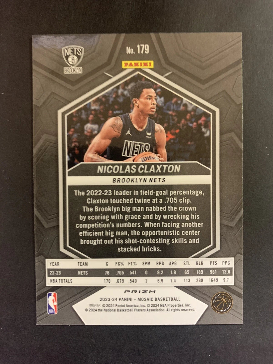 Nicolas Claxton 2023 2024 Panini Mosaic Silver Mosaic Series Mint Card ...