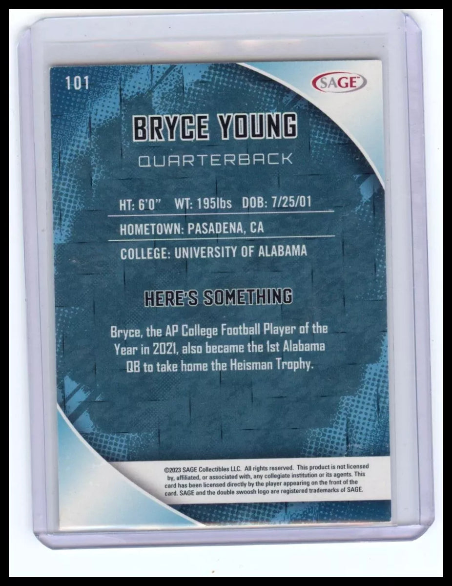 Bryce Young 2023 SAGE Team Mint Card #101 | The Strictly Mint Card Co. Inc.