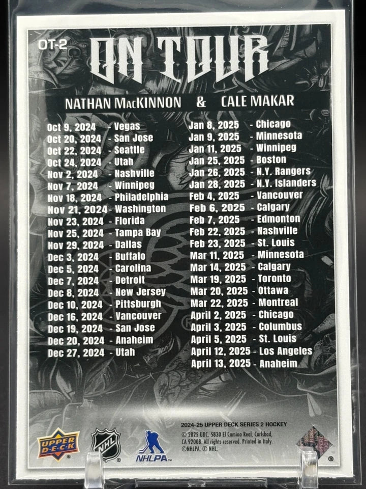 Nathan MacKinnon and Cale Makar 2024 2025 Upper Deck On Tour Series Ca ...