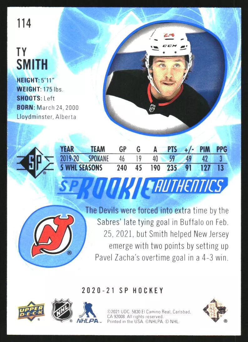 Ty Smith 2020 2021 Upper Deck SP Blue Series Mint Card #114 | The ...
