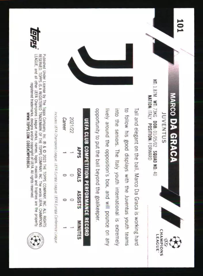 Marco Da Graca 2022 2023 Topps UEFA Club Competitions Series Mint Card ...