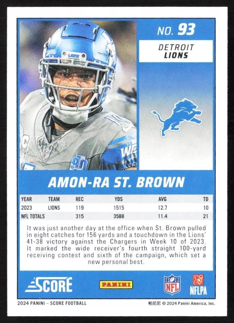 Amon-Ra St. Brown 2024 Panini Score Series Mint Card #93 | The Strictly ...