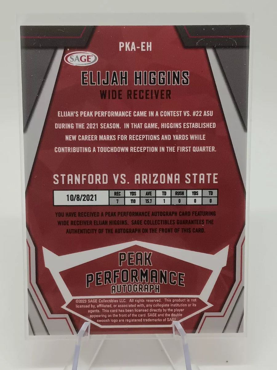 Elijah Higgins 2023 Sage Peak Performance Autograph Card #PKA-EH | The ...