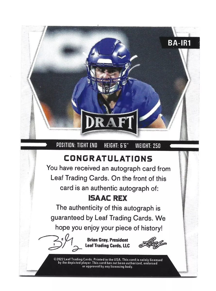 Isaac Rex 2022 Leaf Draft Autograph Card #BA-IR1 | The Strictly Mint ...
