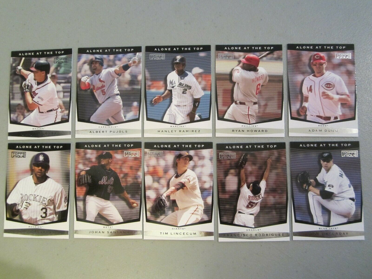 2009 Topps Unique "Alone at the Top" Complete Insert Set with Pujols+ ...