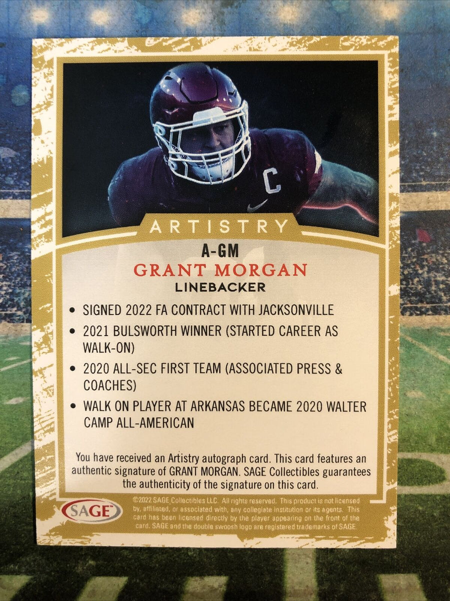 Grant Morgan 2022 SAGE Artistry Autograph Series Mint Rookie Card #A-G ...