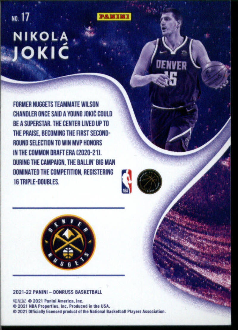 Nikola Jokic 2021 2022 Donruss Complete Players Series Mint Insert Car ...