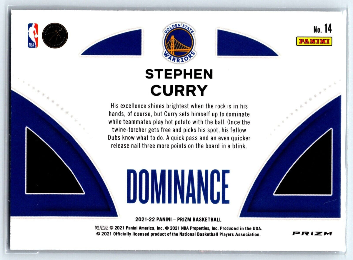 Stephen Curry 2021 2022 Panini Prizm Dominance Series Mint Card #14 ...