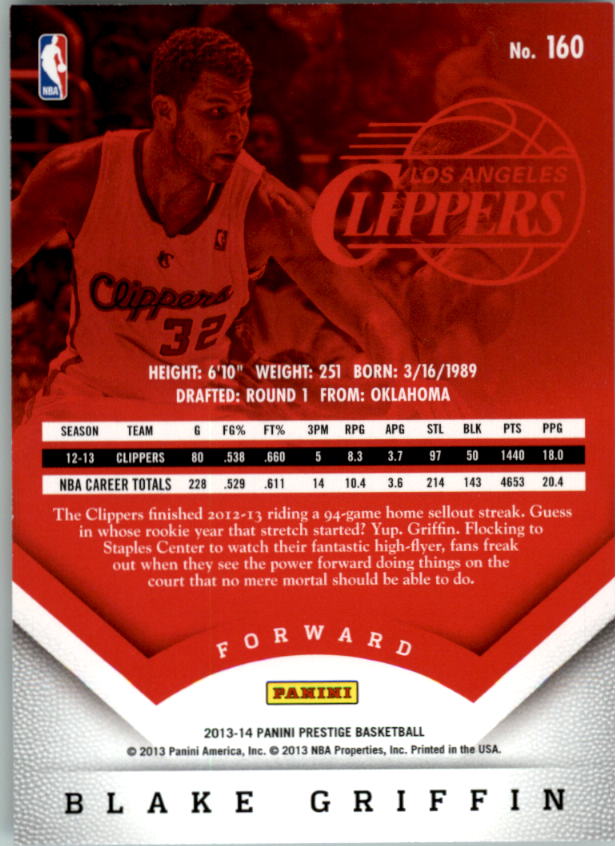 Blake Griffin 2013 2014 Prestige Series Mint Card #160 | The Strictly ...