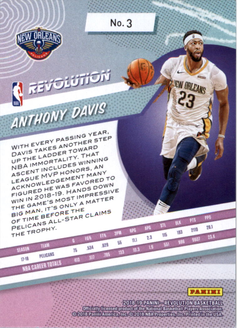 Anthony Davis 2018 2019 Panini Revolution Series Mint Card #3 | The ...